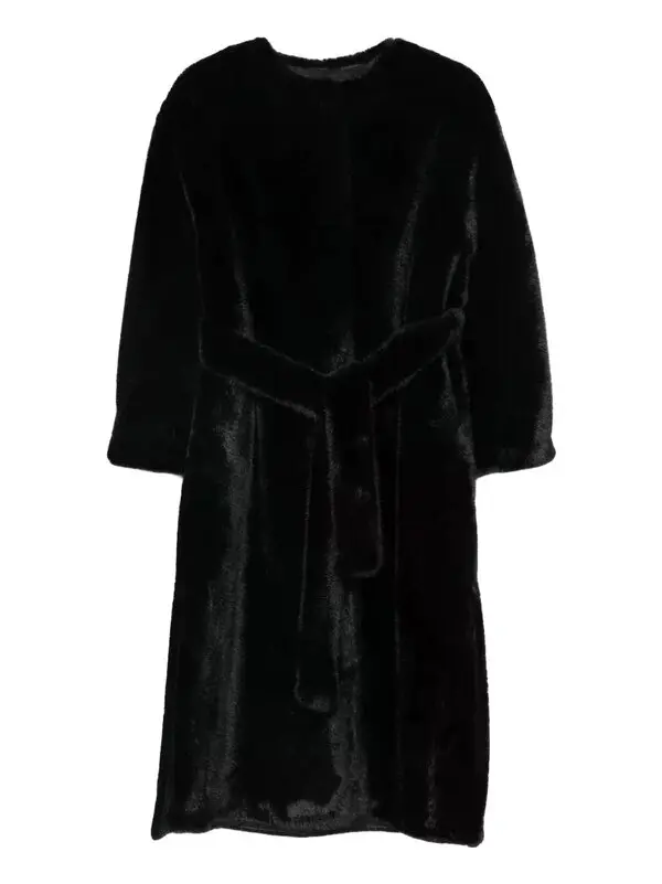 VALENTINI 1972 Belted Faux Fur Coat - Black