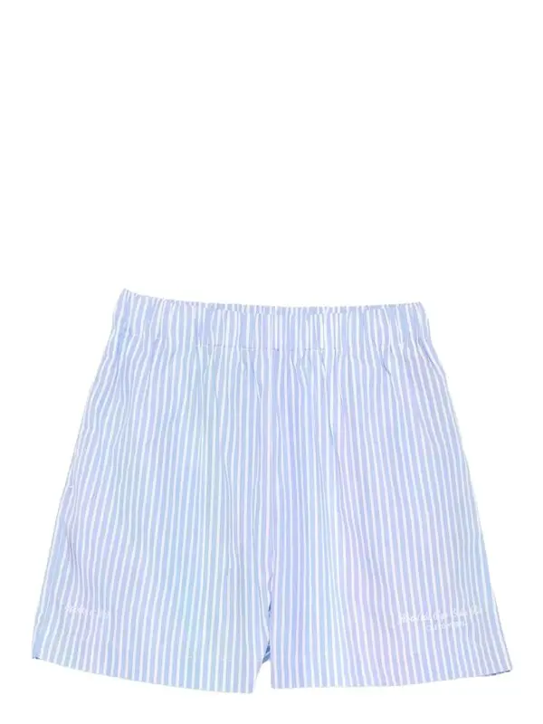 SPORTY & RICH Striped Cotton Shorts - Blue