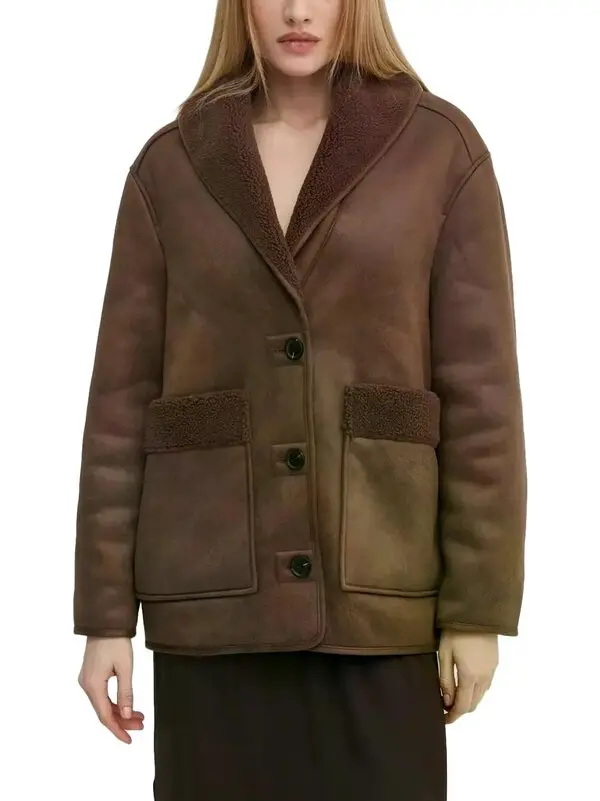 HOSS INTROPIA Fleece Lined Button Jacket - Brown