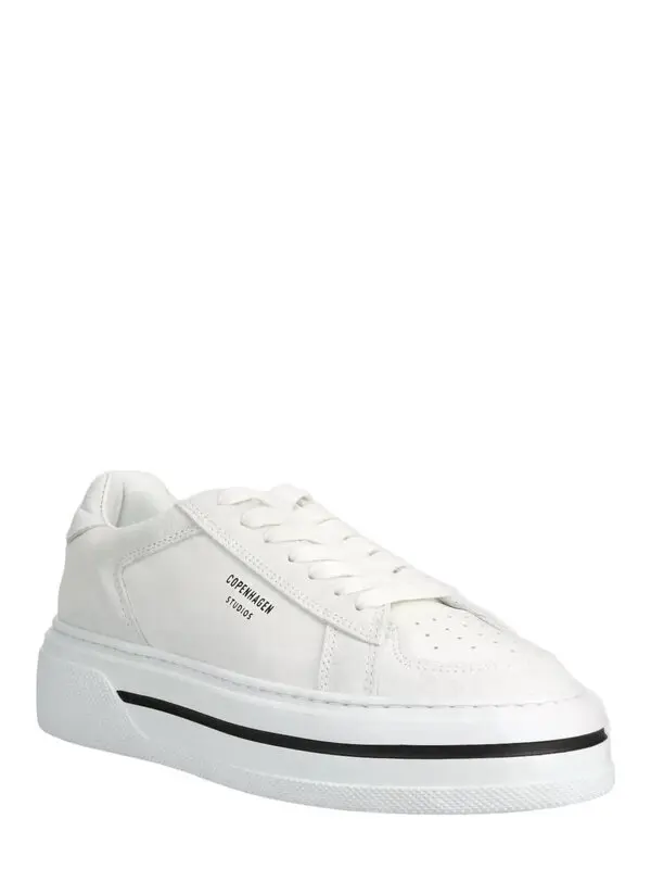 SUMMERY COPENHAGEN Platform Leather And Suede Trainers - White