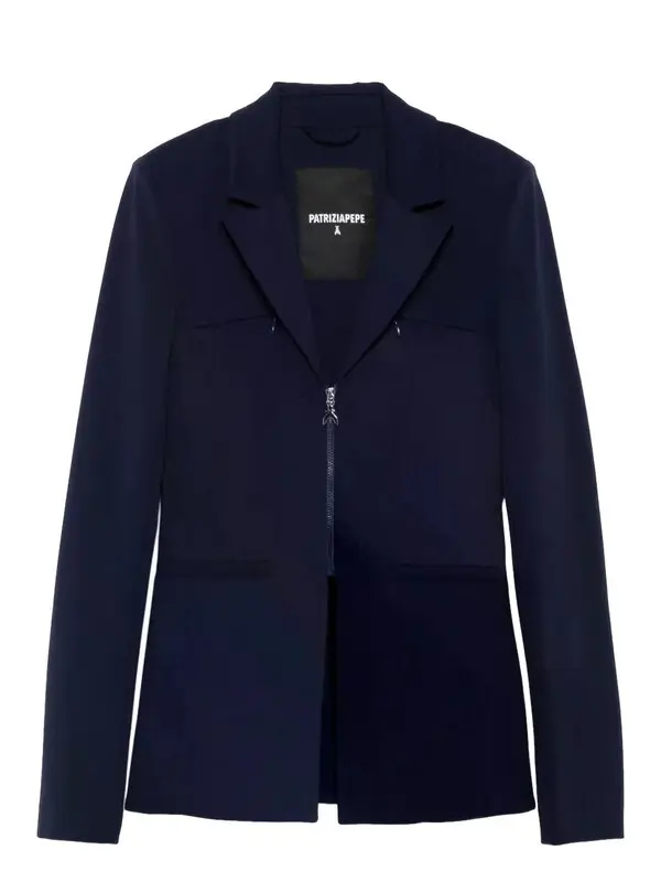 Patrizia Pepe Zip-front Notched Collar Jacket - Blue