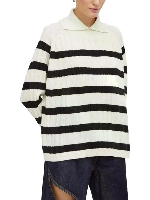 LOVECHILD Embla Cable-knit Striped Sweater - White