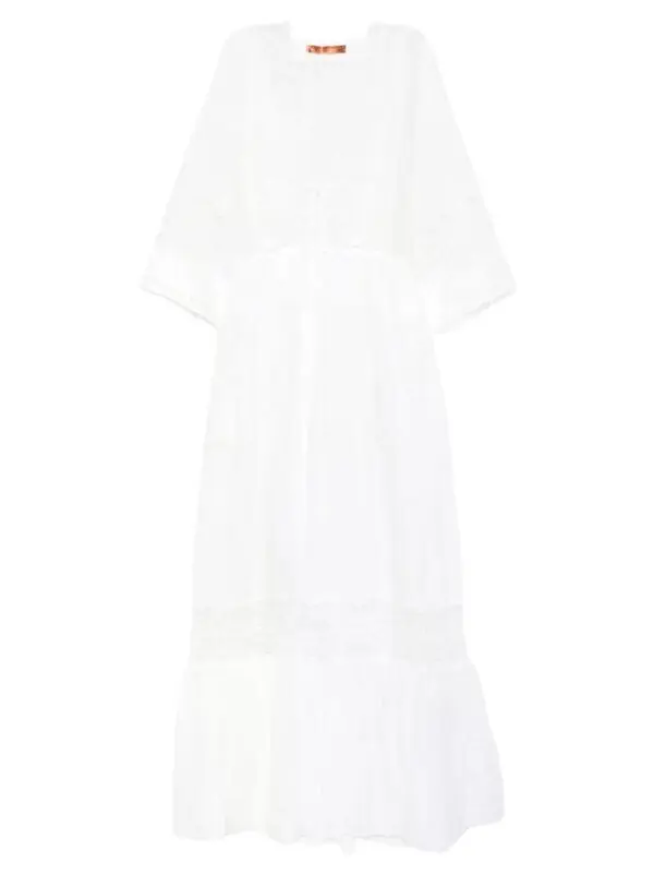 Ermanno Scervino Lace Trimmed Tiered Dress - White