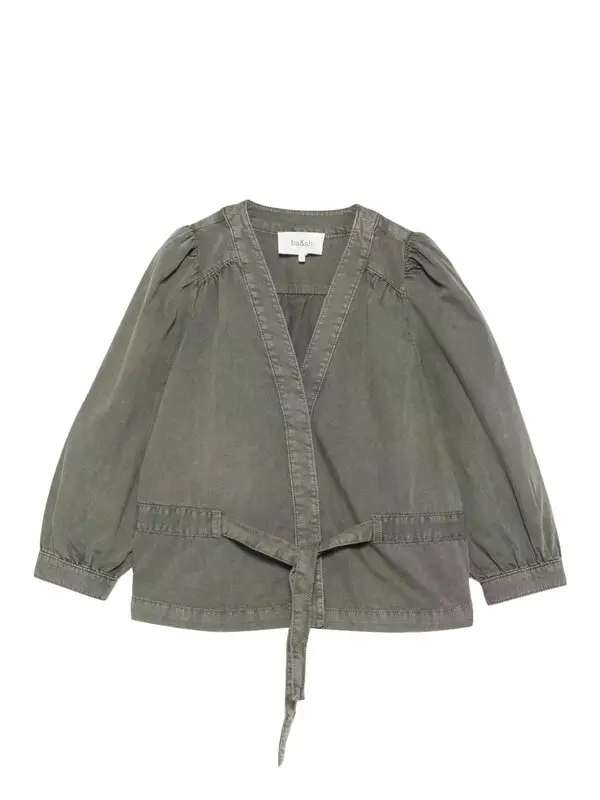 Ba&sh Belted Puff-sleeve Top - Green