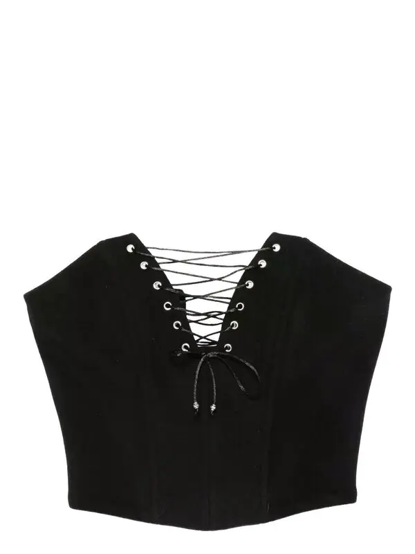 VESTIAIRE D'UN OISEAU LIBRE Lace-up Corset Top - Black