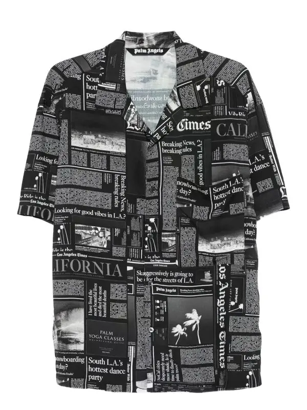 Palm Angels Newspaper-print Shirt - Black