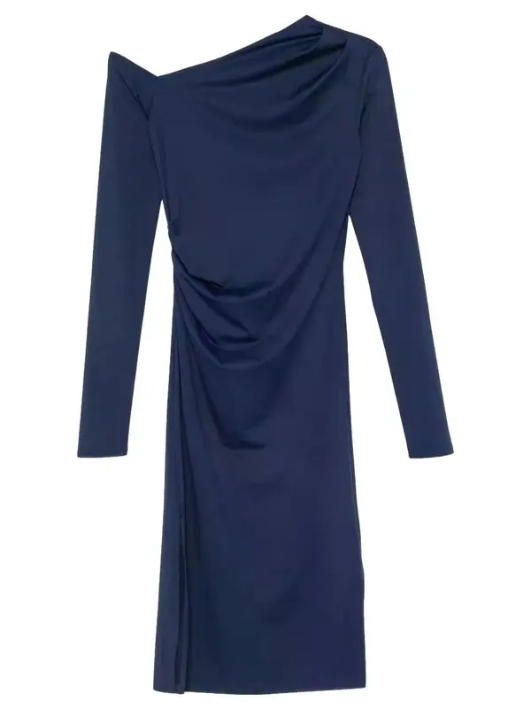 Patrizia Pepe Asymmetric-neckline Midi Dress - Blue