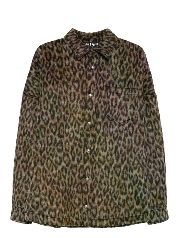 Palm Angels Leopard-print Button-fastening Overshirt - Brown