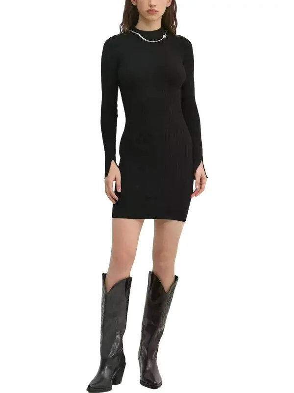 Hugo Boss Ribbed Mini Dress - Black