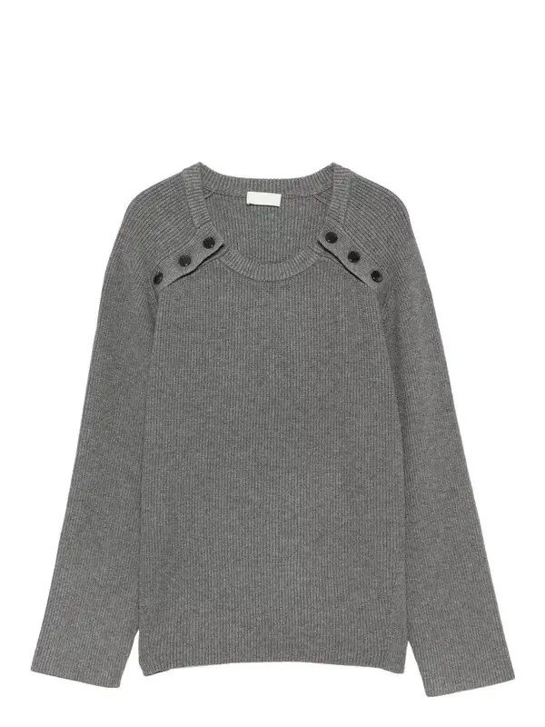 Liu Jo Ribbed Button-detailed Sweat - Grey