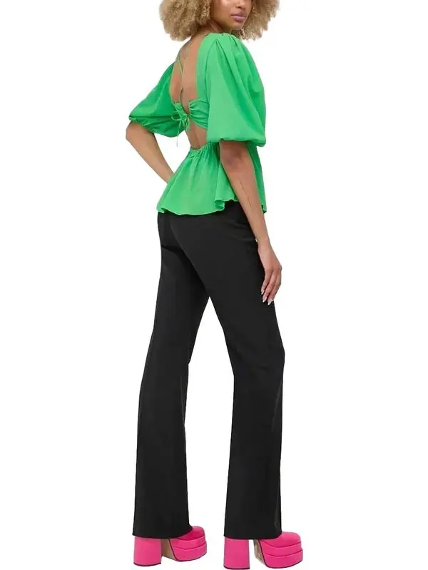 NOTES DU NORD Tie-back Peplum Top - Green