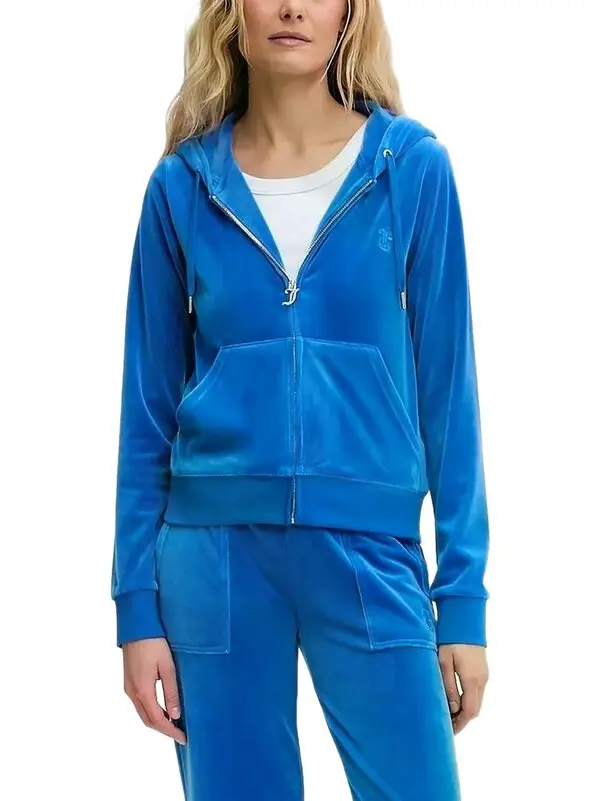 Juicy Couture Logo-embroidered Zip-up Hoodie - Blue