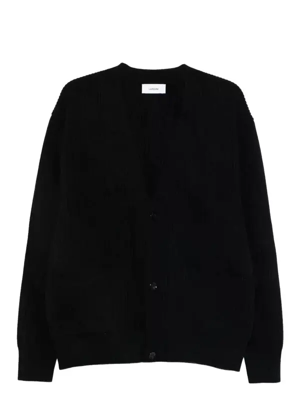 LARDINI Ribbed Wool Cardigan - Black
