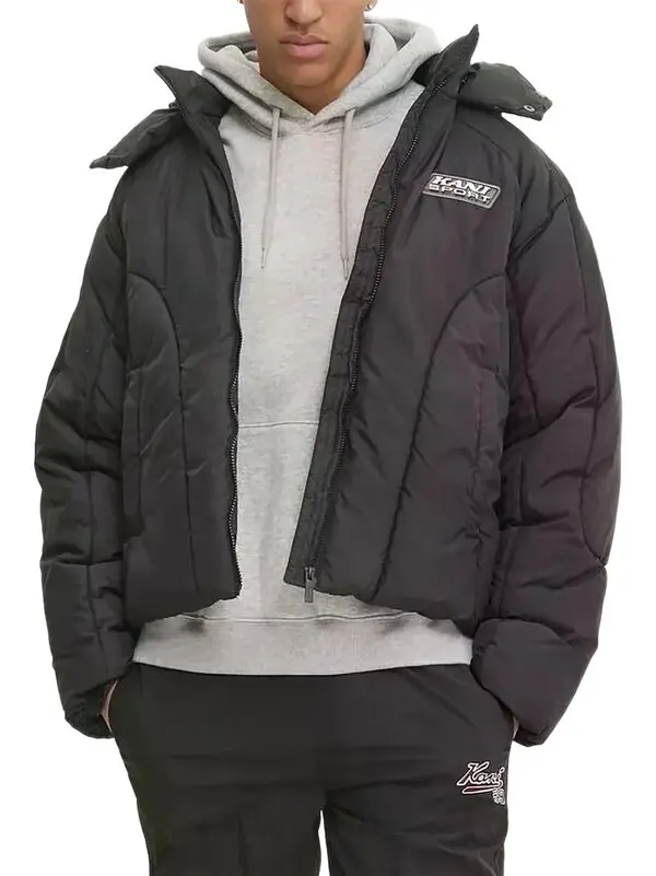 KARL KANI Quilted Hooded Puffer Jacket - Black