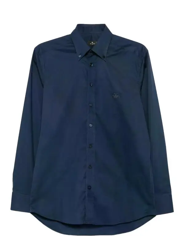 Etro Logo-embroidered Button-down Shirt - Blue