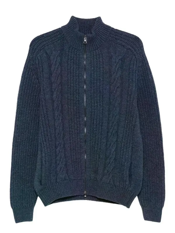 Tagliatore Cable-knit Zip-up Cardigan - Blue