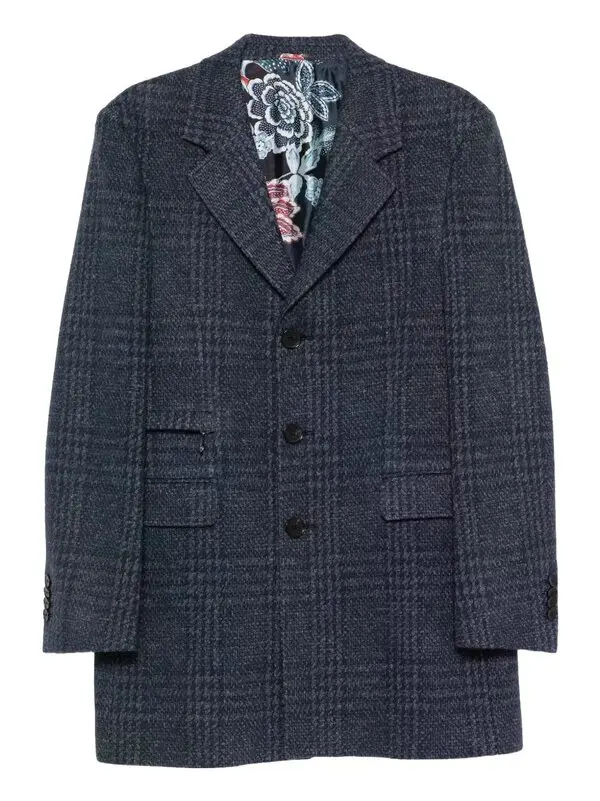 Etro Checked Three-button Jacket - Blue