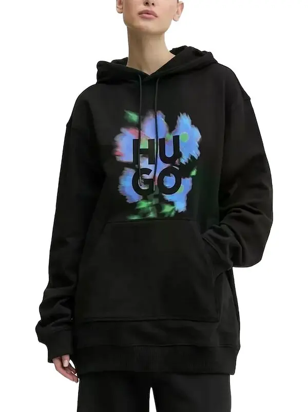 Hugo Logo-print Hoodie - Black