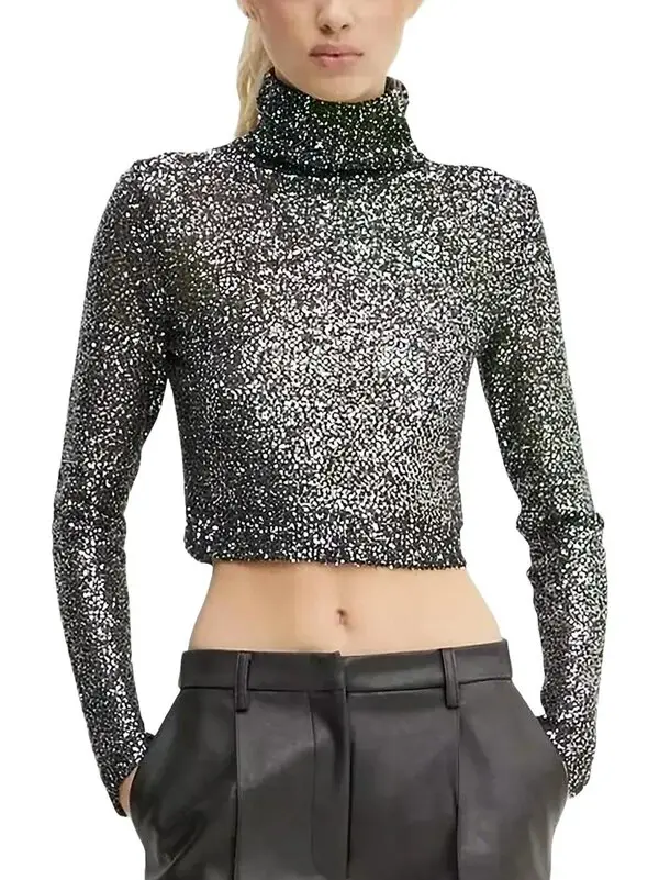 A.L.C. Sequinned Turtleneck Top - Grey