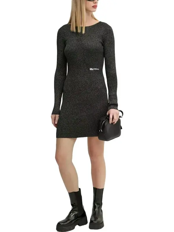 Karl Lagerfeld Open-back Glitter Mini Dress - Black