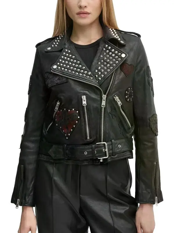 ALLSAINTS Studded Leather Jacket - Black