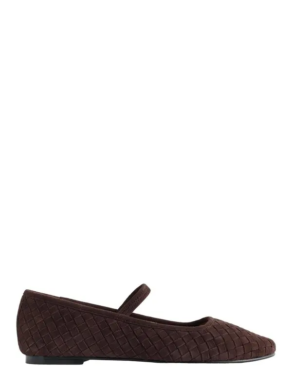 Madewell Greta Woven Suede Ballet Flats - Dark Roast