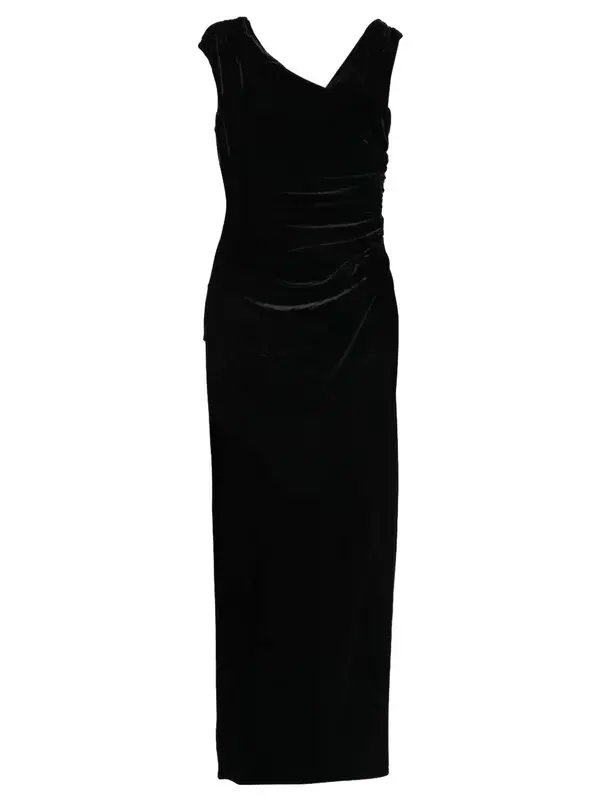 Sir The Label Ettore Draped Velvet Dress - Black
