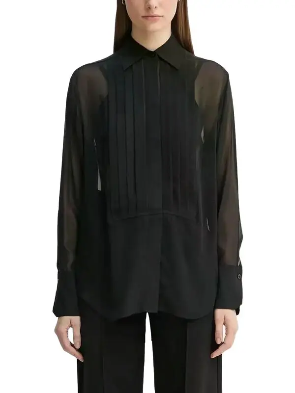 A.L.C. Pleated Sheer Blouse - Black
