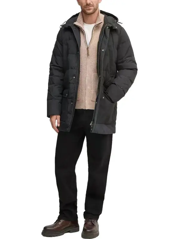 Geox Quilted Hooded Coat - Black