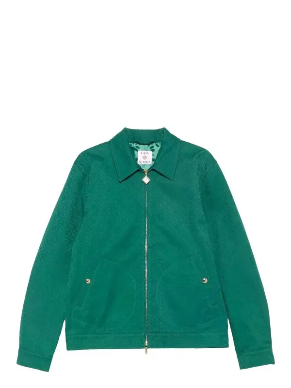 Casablanca Monogram-jacquard Zip-front Overshirt - Green