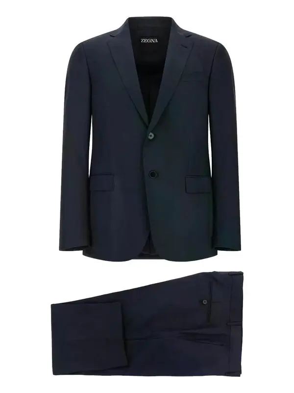 Zegna Pressed-pleat Wool Suit - Black