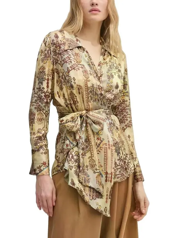 HOSS INTROPIA Patterned Silk Renata Shirt - Neutrals