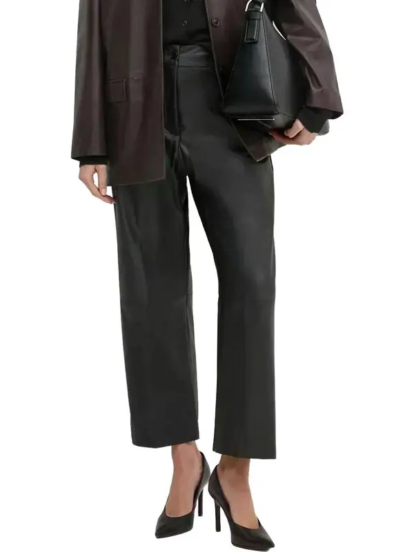 SANDRO FERRONE Faux-leather Straight Leg Trousers - Black