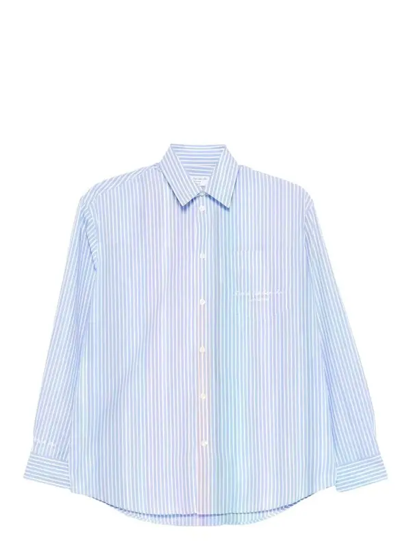 SPORTY & RICH Striped Embroidered Shirt - Blue