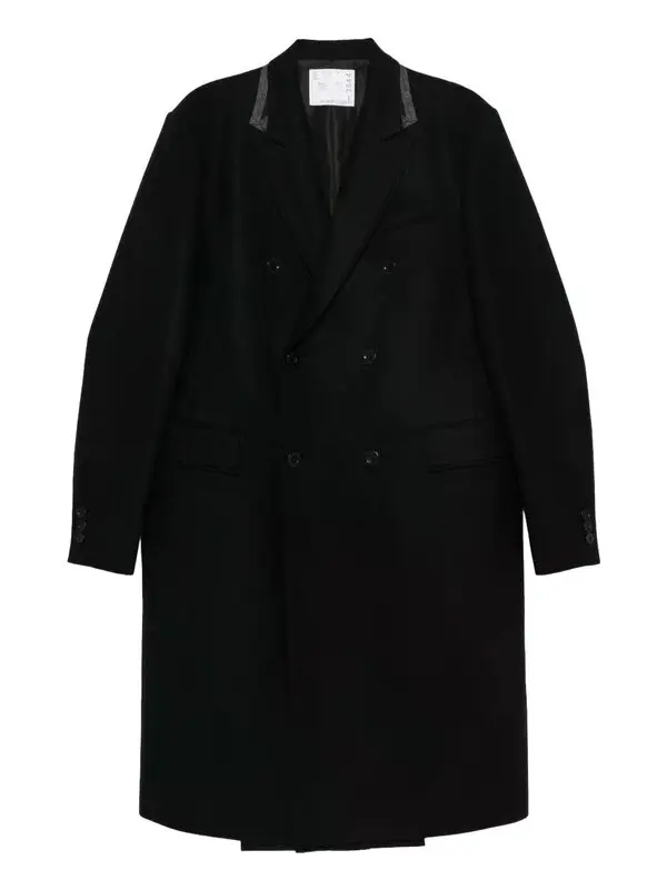 Sacai Double-breasted Tailored Coat - Black