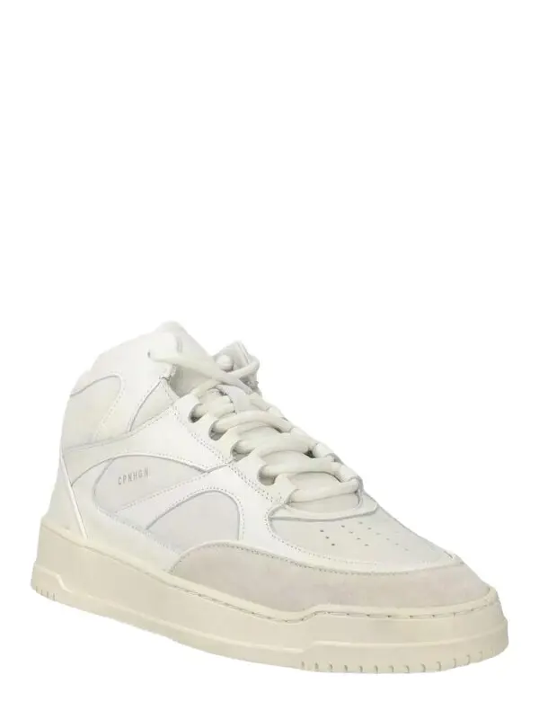 SUMMERY COPENHAGEN Leather Panelled High-top Sneakers - White