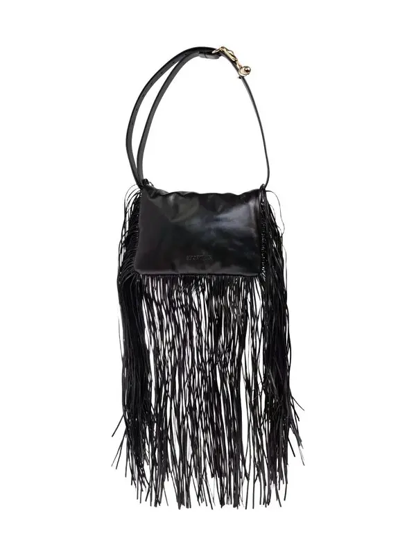 Sportmax Fringed Leather Shoulder Bag - Black