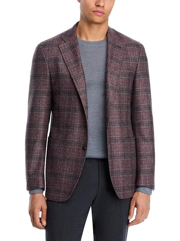 Canali Plaid Trim Fit Sport Coat - Dark Red