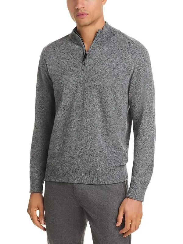 Canali Quarter Zip Donegal Sweater - Grey