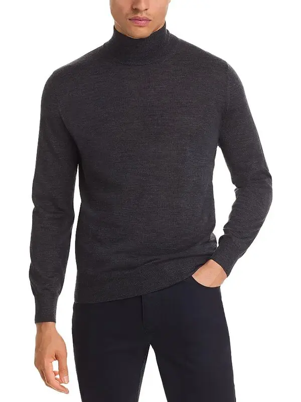 Canali Merino Mock Neck Sweater - Charcoal
