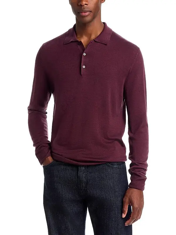 Canali Merino Knit Polo Sweater - Dark Red