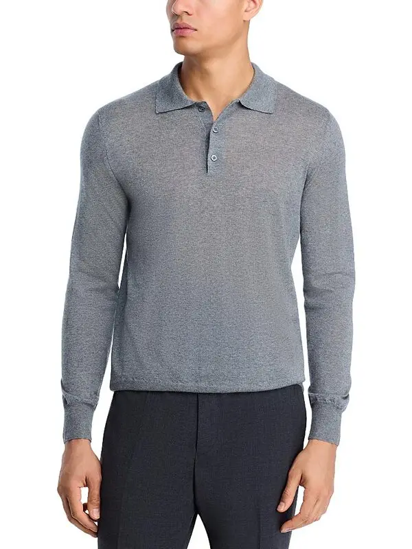 Canali Merino Knit Polo Sweater - Grey