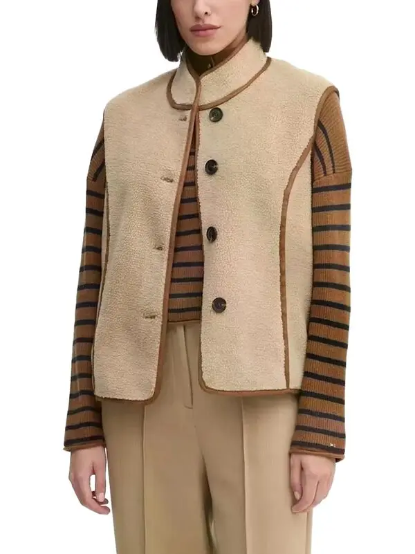 HOSS INTROPIA Button-fastening Teddy Vest - Neutrals