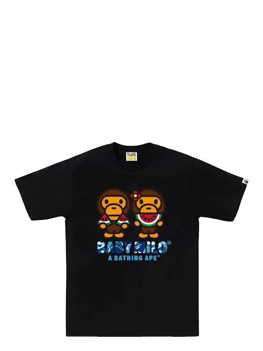 A BATHING APE Abc Camo Baby Milo Water Melon Summer Tee Shirt - Black