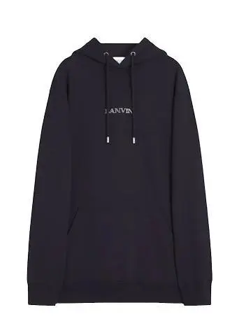 LANVIN Embroidered Logo Loose Hoodie - Black