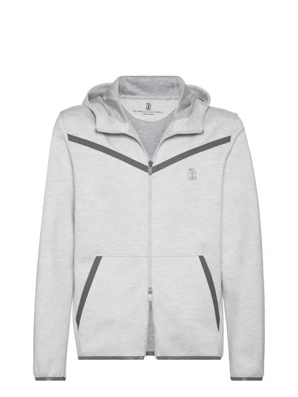 Brunello Cucinelli Double Cloth Hooded Sweatshirt - Pearl