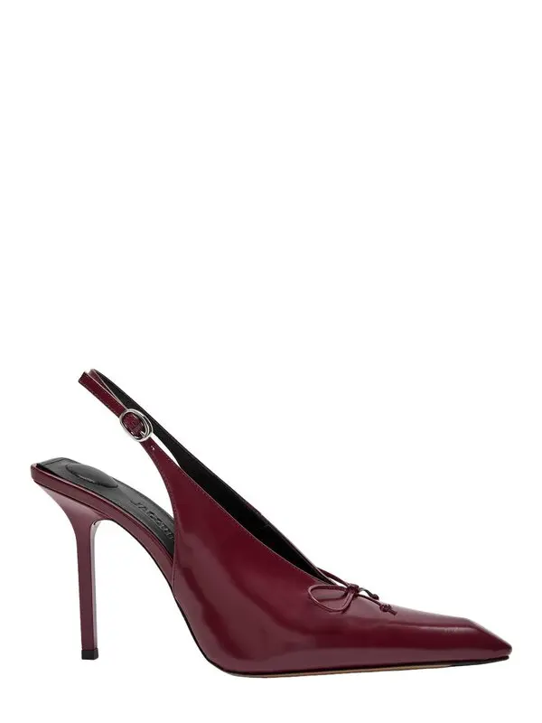 Jacquemus Les High Cubisto 100 Leather Slingback Pumps - Burgundy