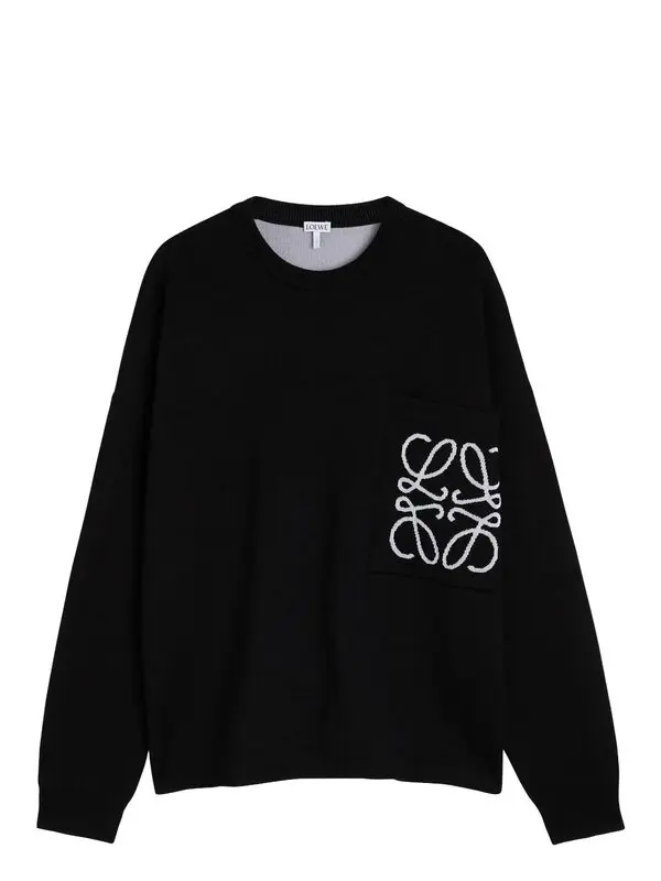 Loewe Logo-intarsia Cotton-blend Sweatshirt - Black And White