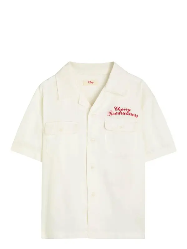CHERRY LOS ANGELES Roadrunner Embroidered Satin-twill Shirt - White
