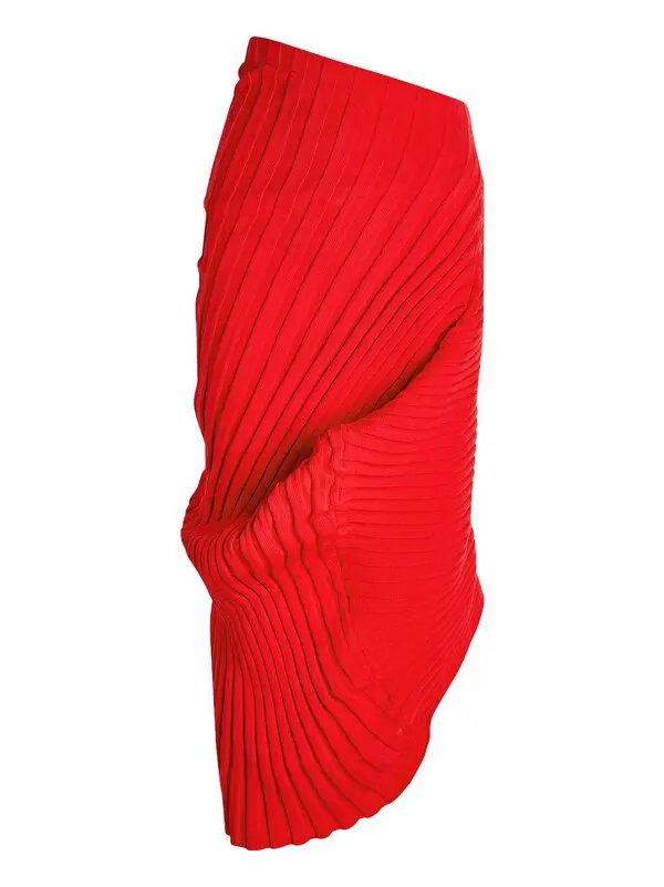 Issey Miyake Asymmetric Ribbed-knit Midi Skirt - Red